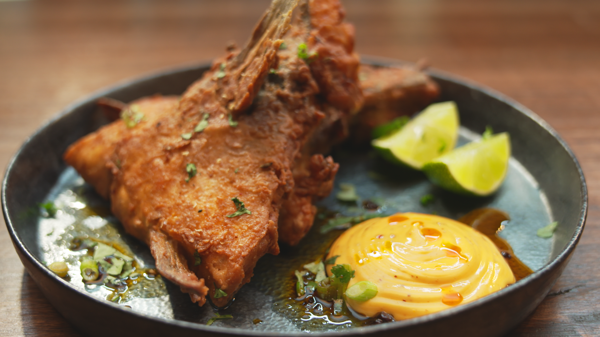 Fried Kingfish Wings with Smoked Egg Yolk Chilli Oil Mayo | New Zealand
